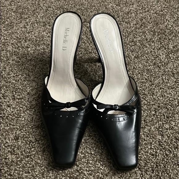 Michelle D | Shoes | Y2k Michelle D Black Kitten Bow Heel Mules | Poshmark